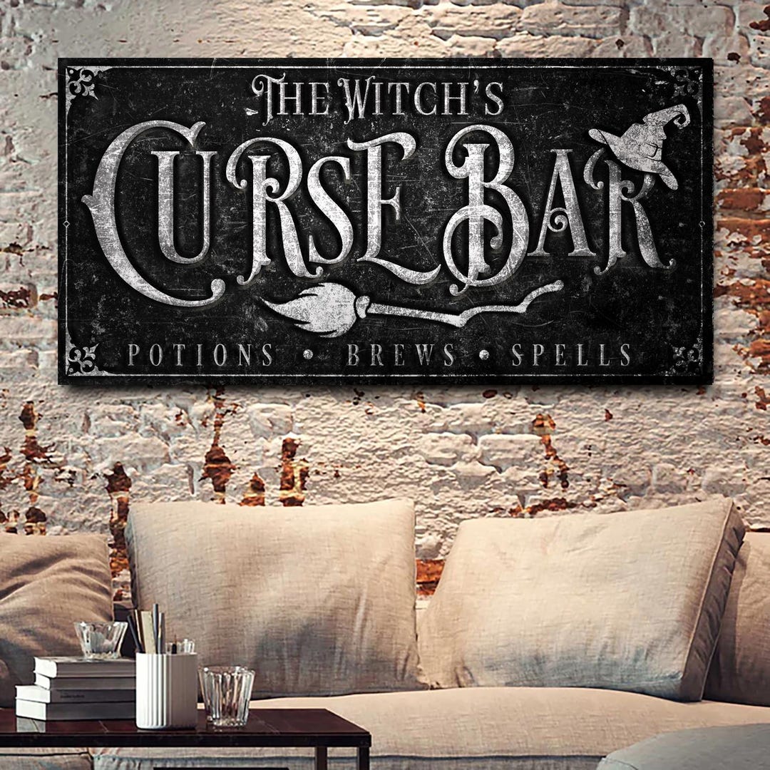 Halloween Decor | Curse Bar Canvas Sign | Spooky Halloween Sign ...