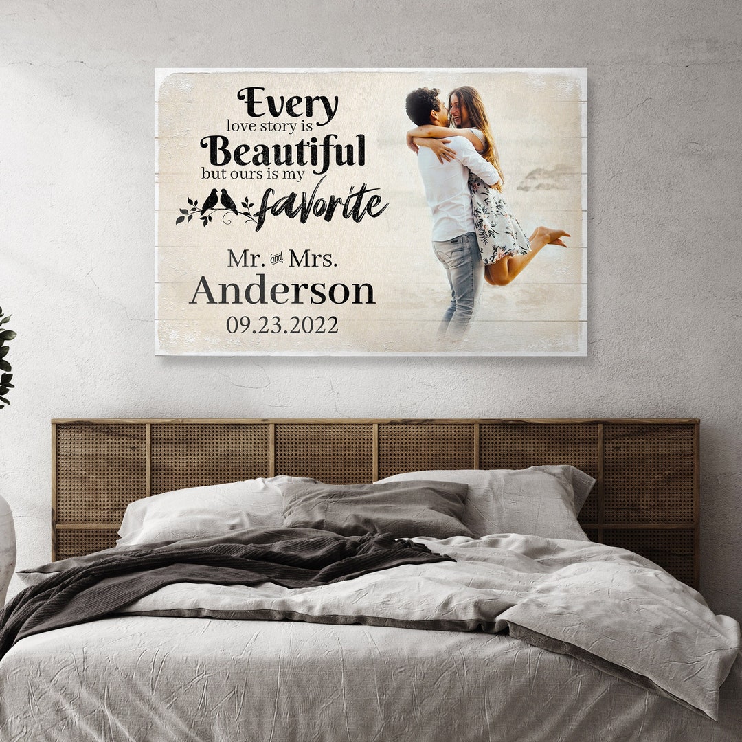 Couples Portrait Canvas Wall Decor Every Love Story is Beautiful ...
