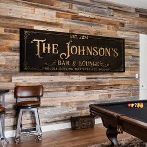 Basement Bar and Lounge Sign | Man Cave Bar Sign | Bar Sign for Home ...