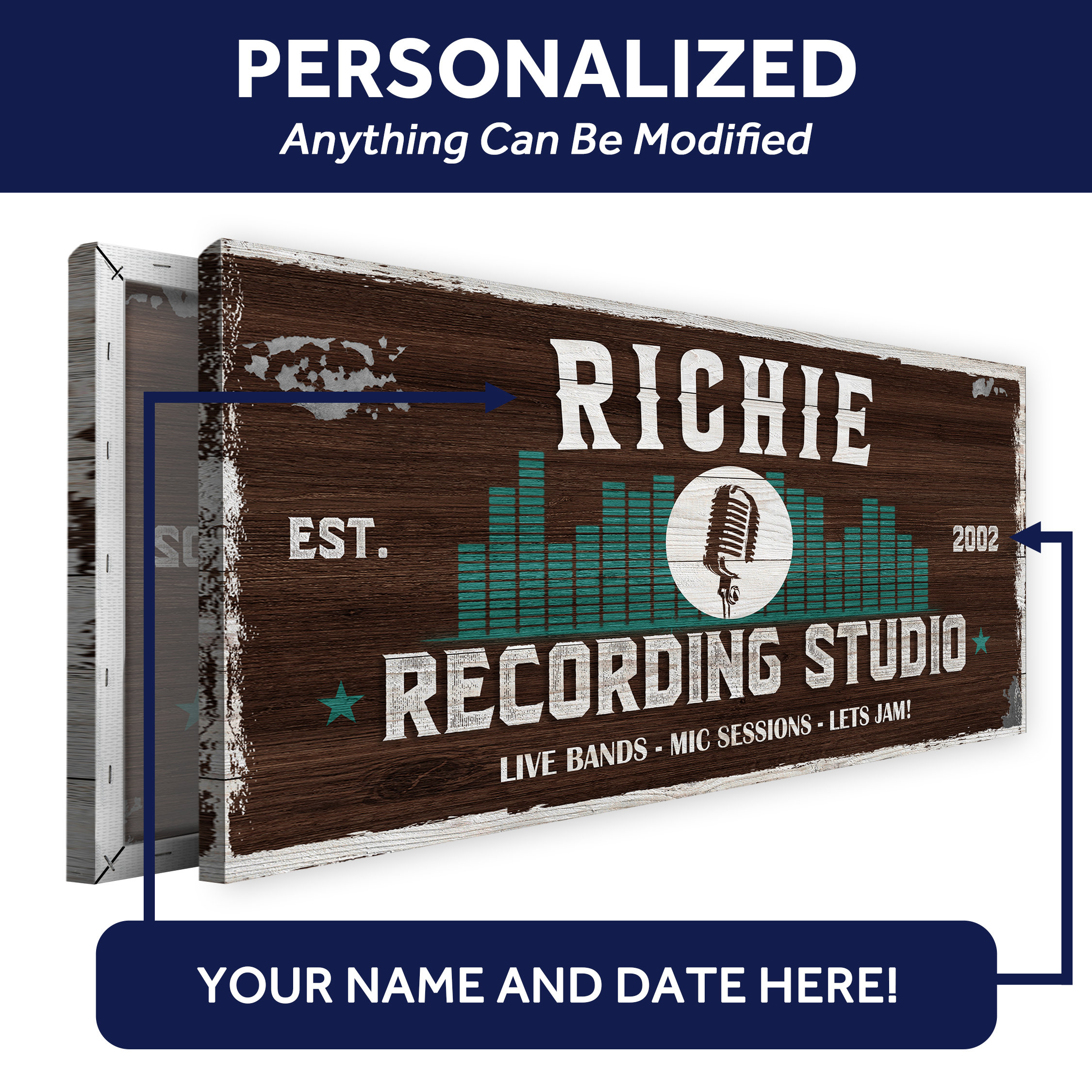 Recording Studio Sign | Personalized Recording Room Wall Art | Vintage ...