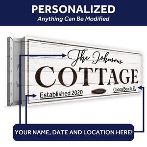 Personalized Cottage Sign Wall Art | Custom Beach House Sign Canvas ...