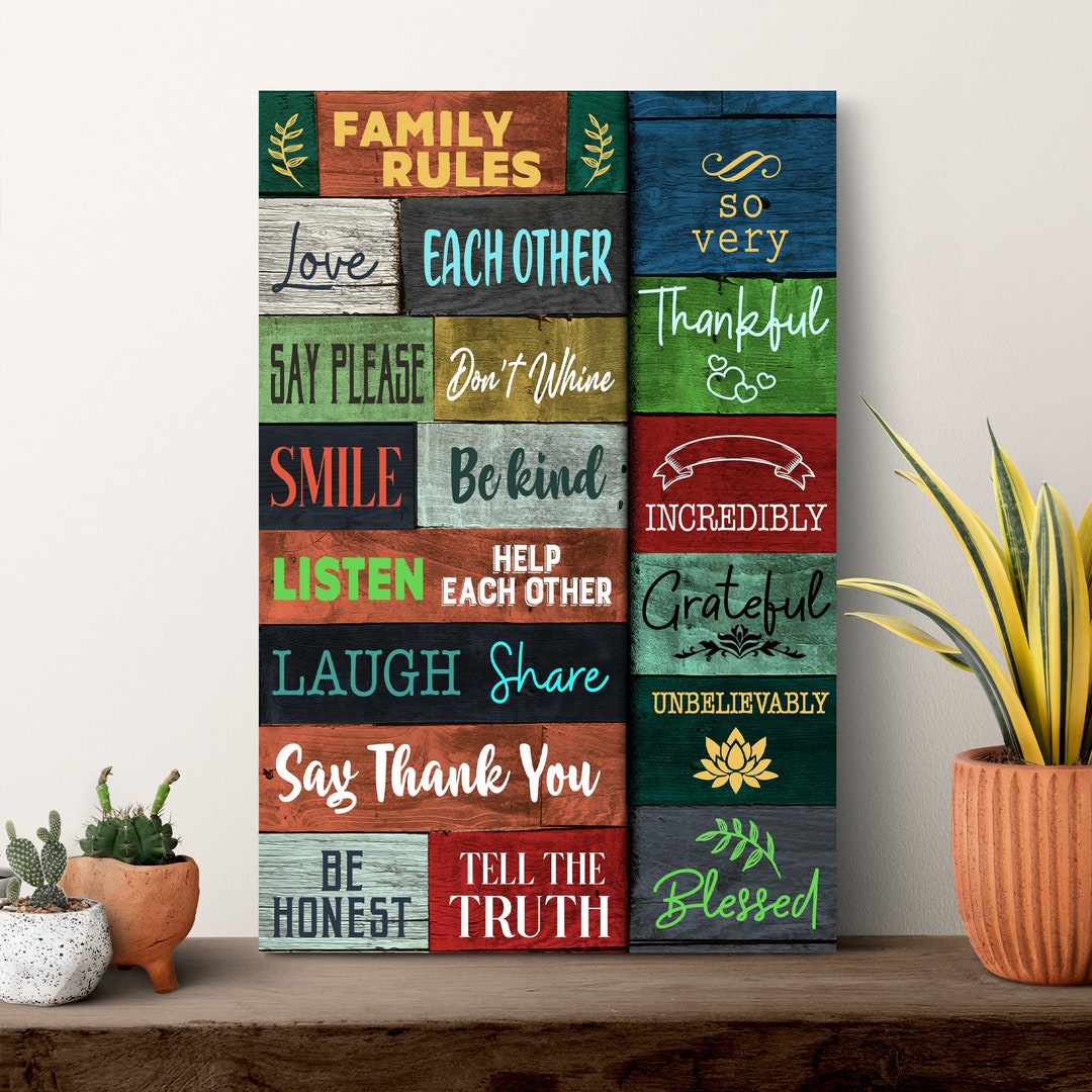 Family Rules Wall Art | Custom Family Rules Sign Living Room Decor ...