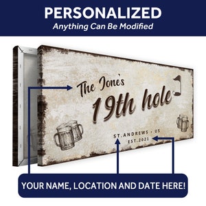 19th Hole Sign | Personalized 19th Hole Bar Sign Golf Wall Decor | Beer ...