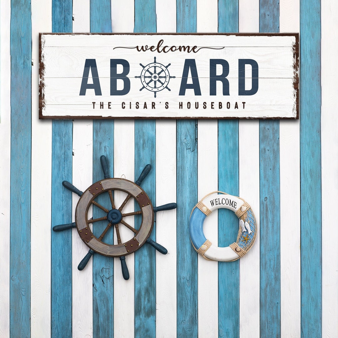 Welcome Aboard Sign | Welcome Sign Nautical Decor | All Aboard Yacht ...