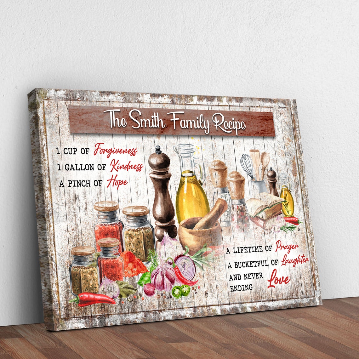 Personalized Kitchen Sign Farmhouse Kitchen Family Recipe - Etsy