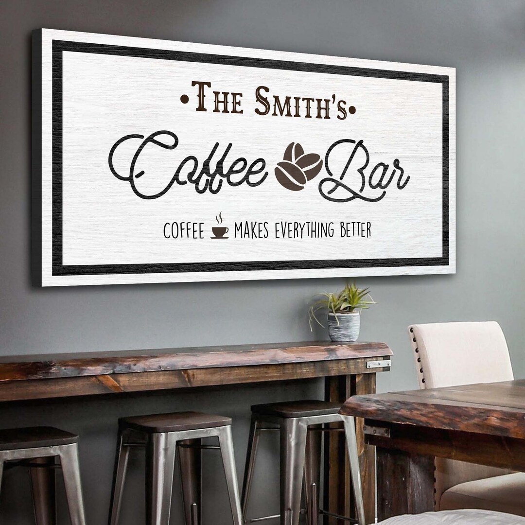 Coffee Bar Sign | Personalized Coffee Station Sign Canvas | Coffee ...