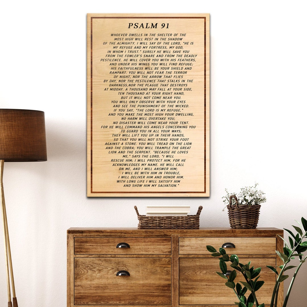 Psalm 91 Wall Art | Religious Sign Scripture Wall Art | Bible Verse Art ...