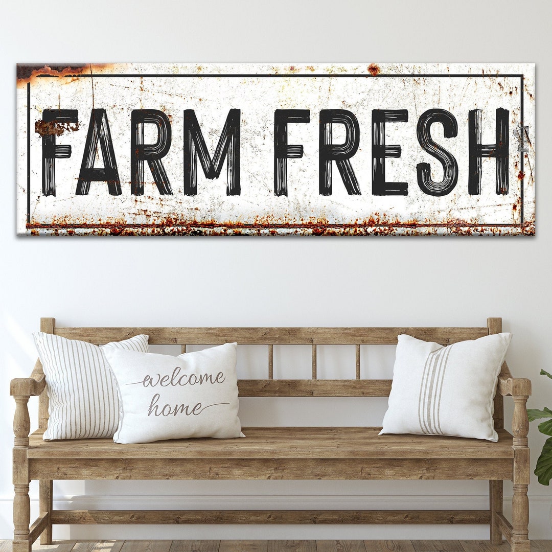 Farm Fresh Sign | Farm Sign | Farmhouse Wall Decor | Rustic Canvas Farm ...