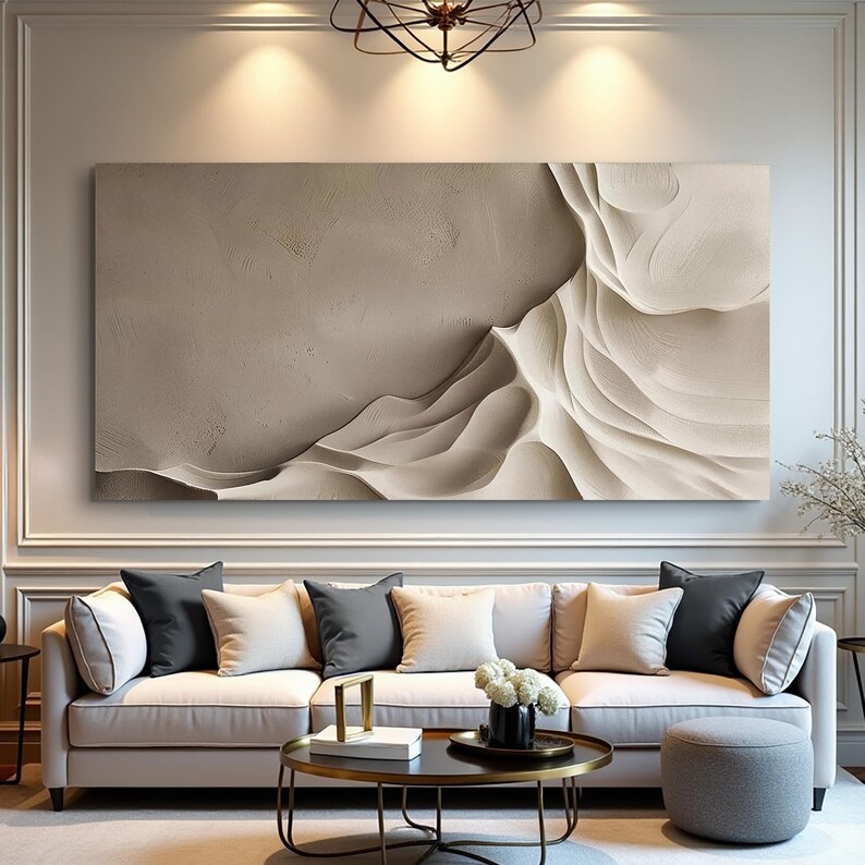 Beige Minimalist Wall Art | Beige Abstract Wall Decor | Contemporary ...