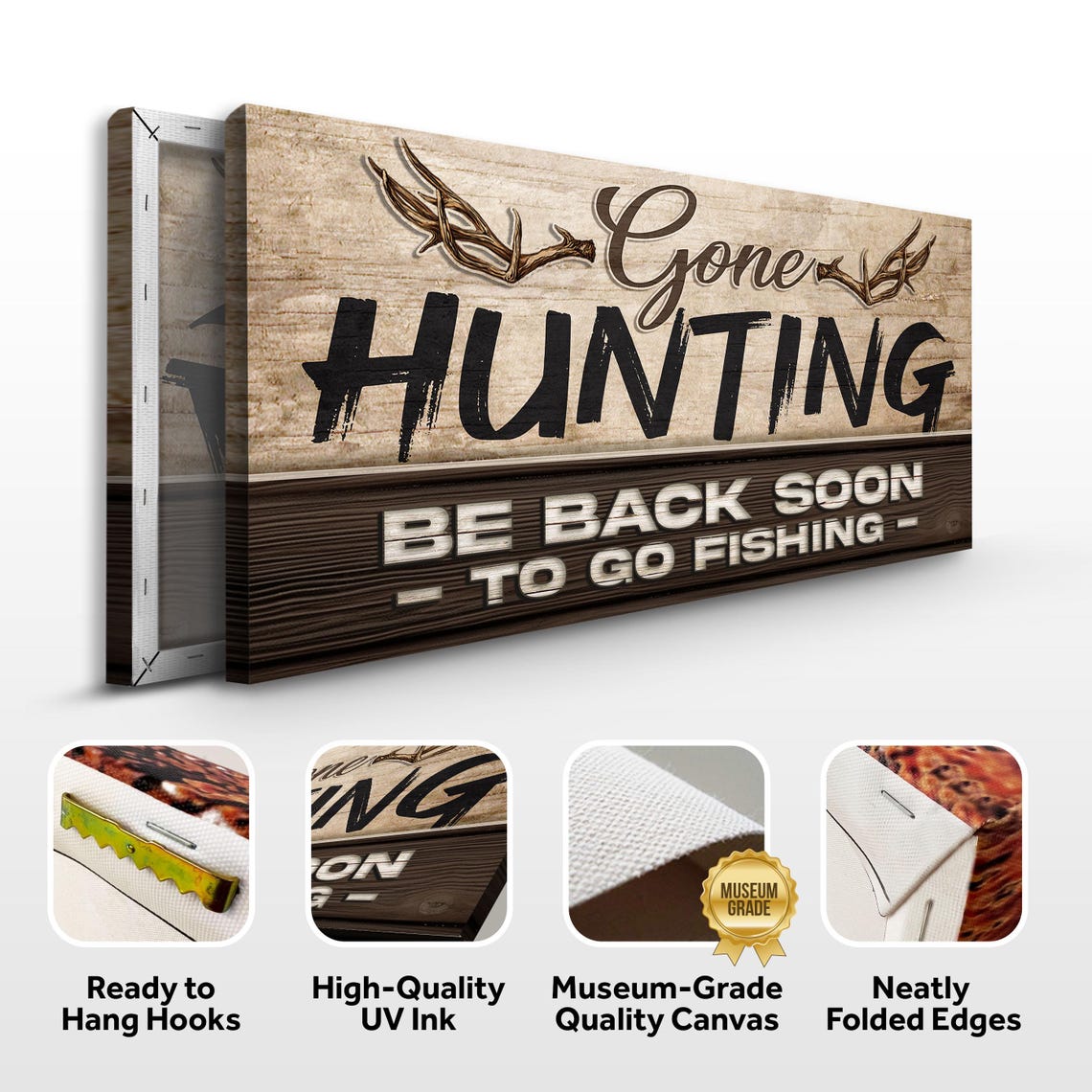 Gone Hunting Sign | Hunting Canvas Sign | Hunting Gifts for Men ...