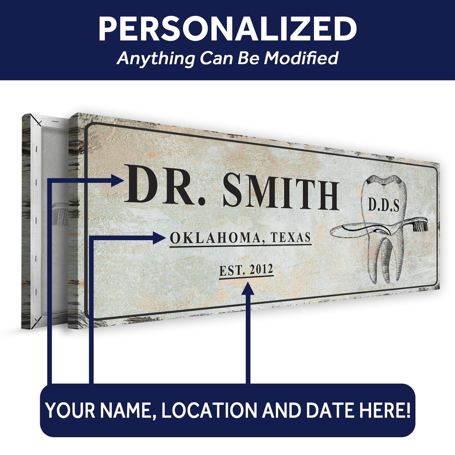Dental Office Sign Decor | Personalized Dentist Name Sign for Wall ...