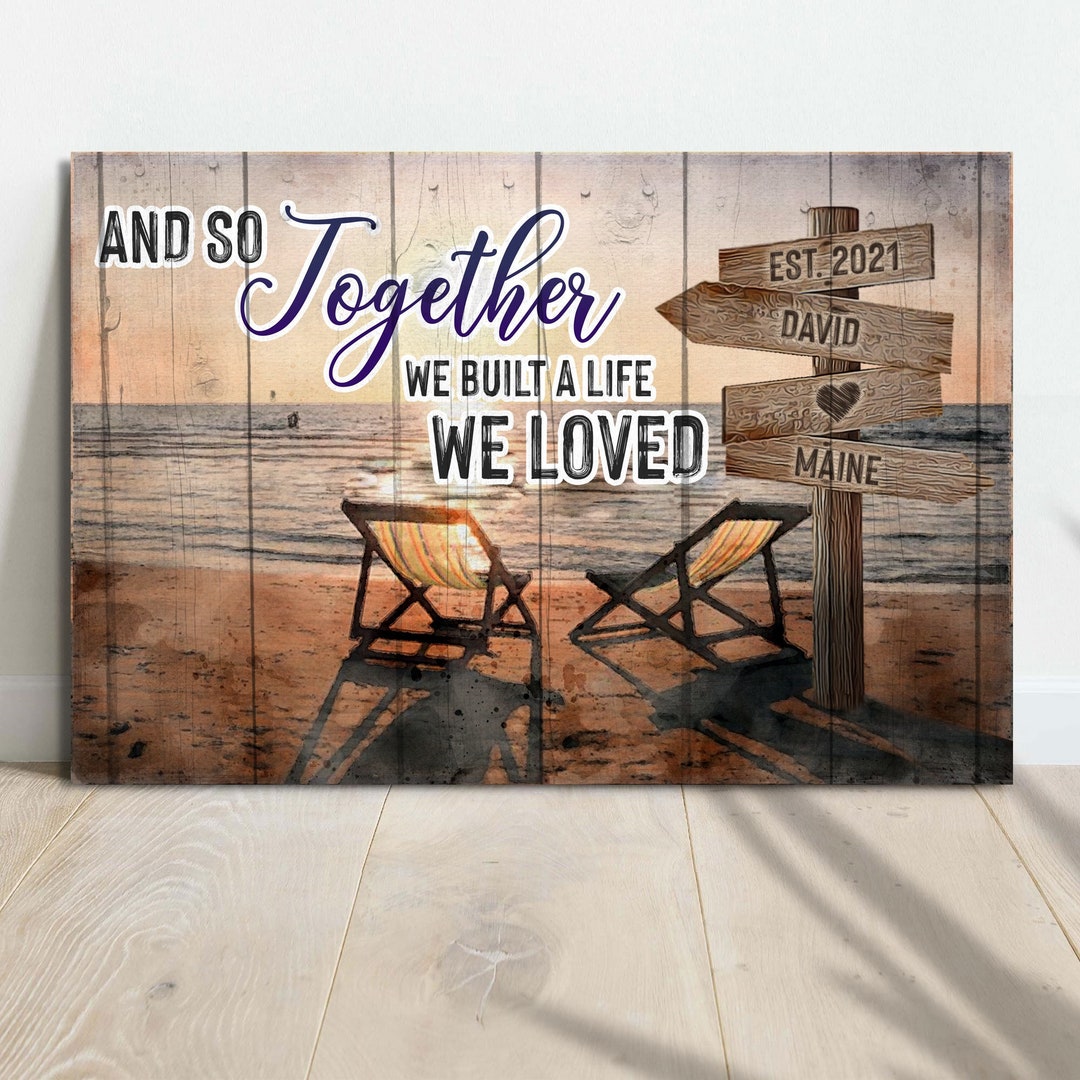 Beach Couple Name Sign Personalized Beach Name Sign Rustic Beach Art ...