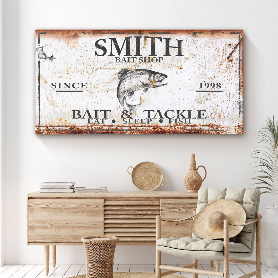 Fishing Gift Bait & Tackle Vintage Fishing Sign Rustic Fishing Decor ...
