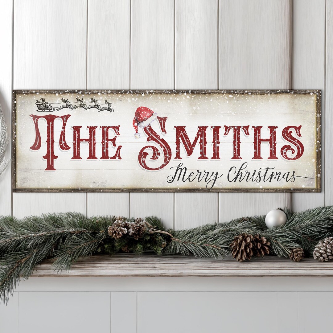 Christmas Family Name Sign | Personalized Christmas Sign | Custom Name ...