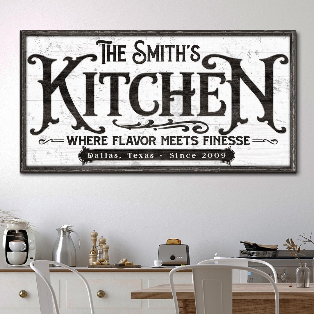 Personalized Farmhouse Kitchen Sign | Kitchen Sign Canvas Wall Decor ...