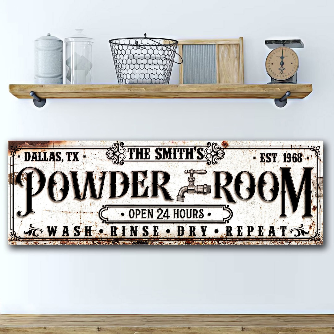 Powder Room Decor | Bathroom Wall Decor | Rustic Bathroom Sign | Powder ...