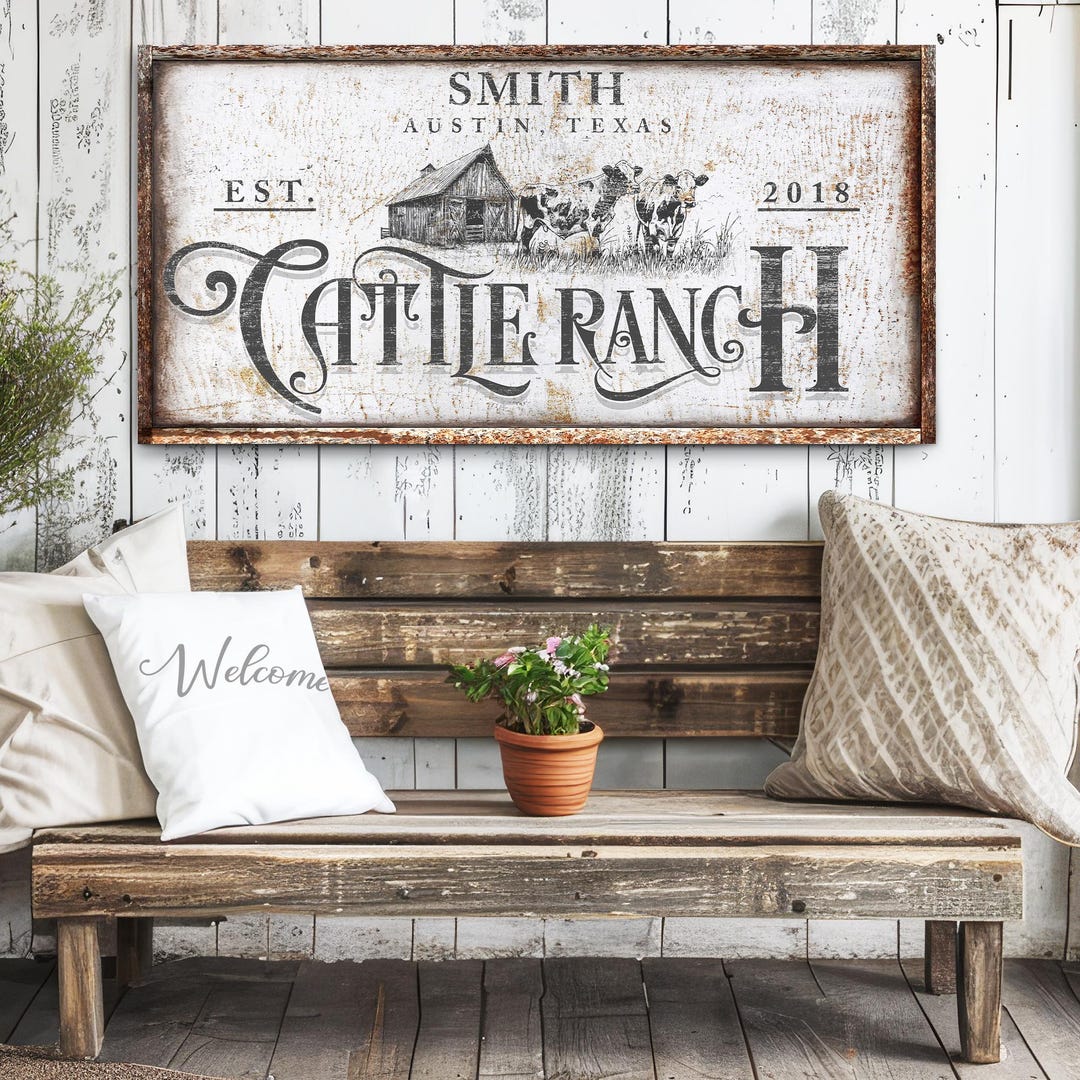 Custom Cattle Ranch Sign | Cow Sign Farm Wall Decor | Farmhouse Cattle ...