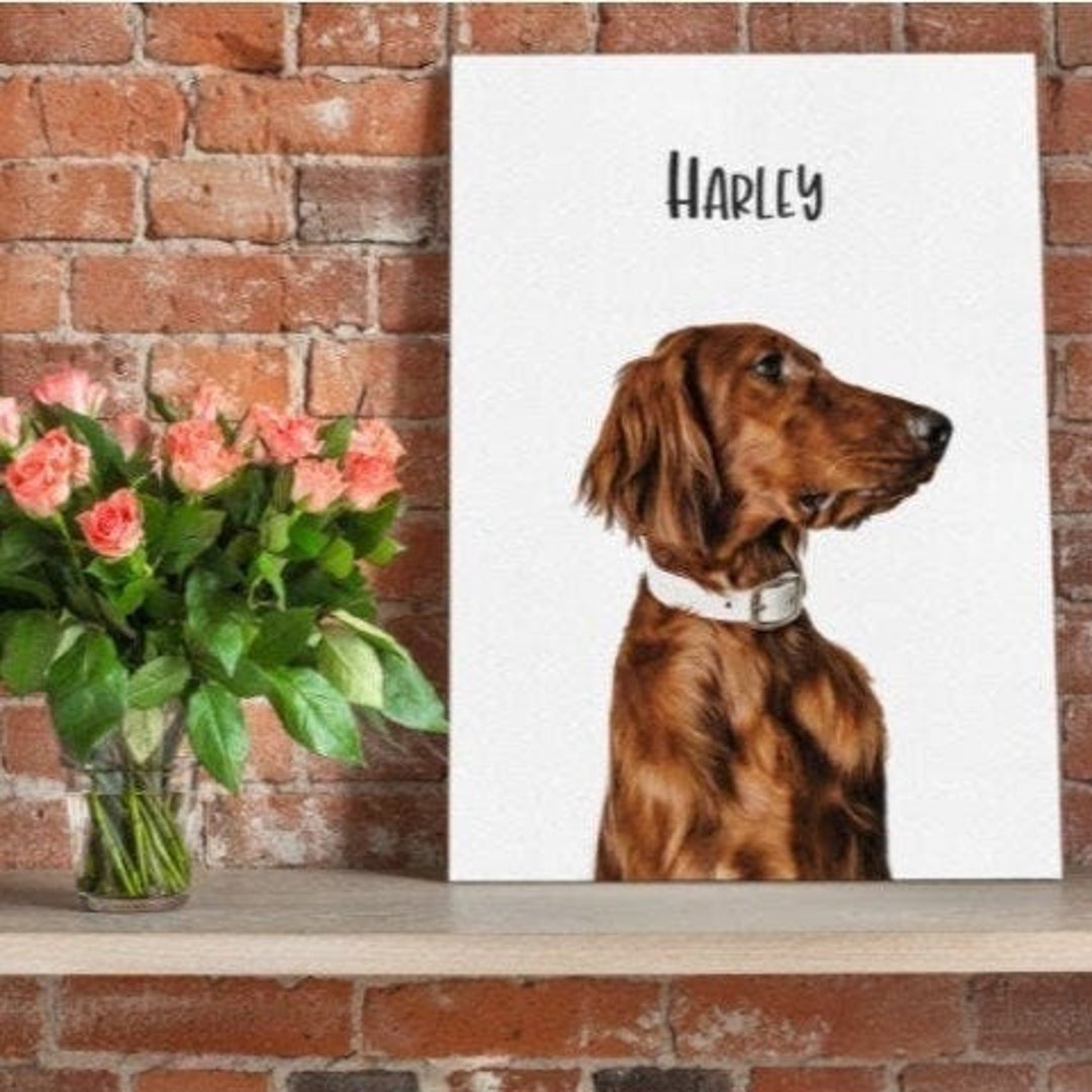 Pet Memorial Portrait Gift Personalized Pet Portrait Wall Decor Custom ...
