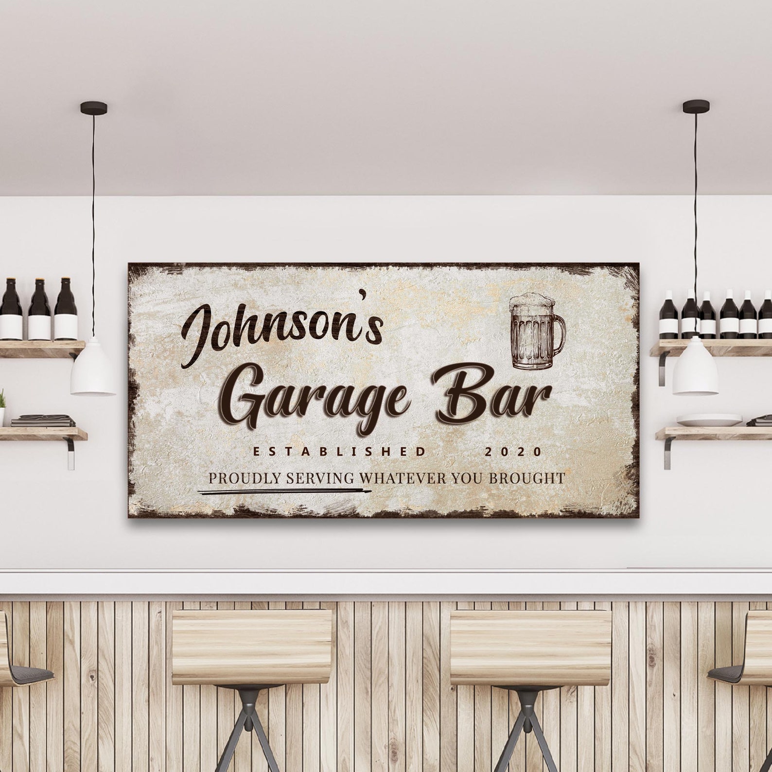 Garage Bar Sign Personalized Name Bar Sign Proudly Serving - Etsy