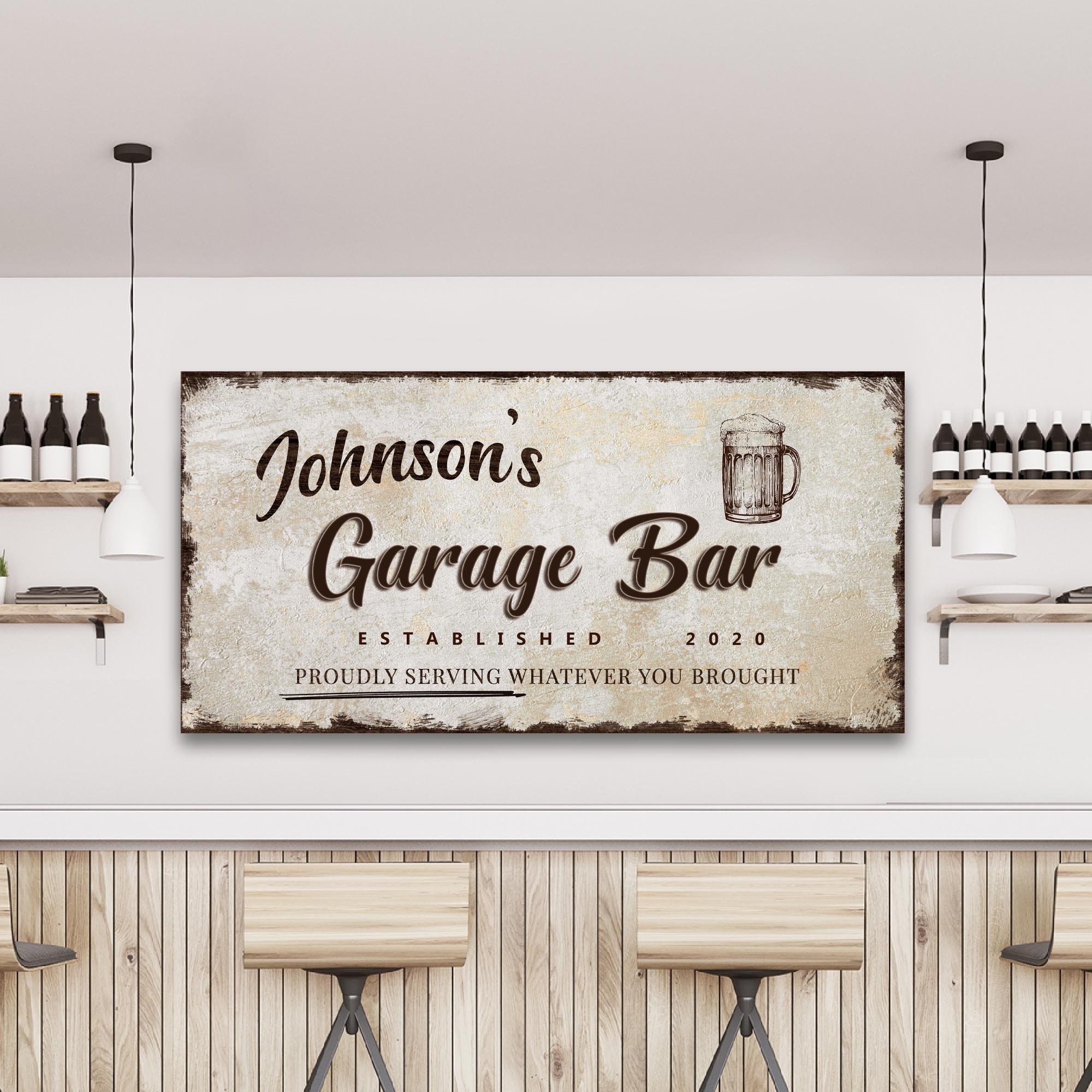 Garage Bar Sign Personalized Name Bar Sign Proudly Serving | Etsy