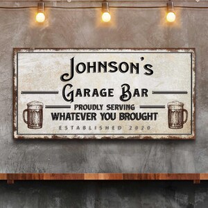 Garage Bar Sign Basement Bar Sign Wall Art Décor Personalized Bar Sign ...