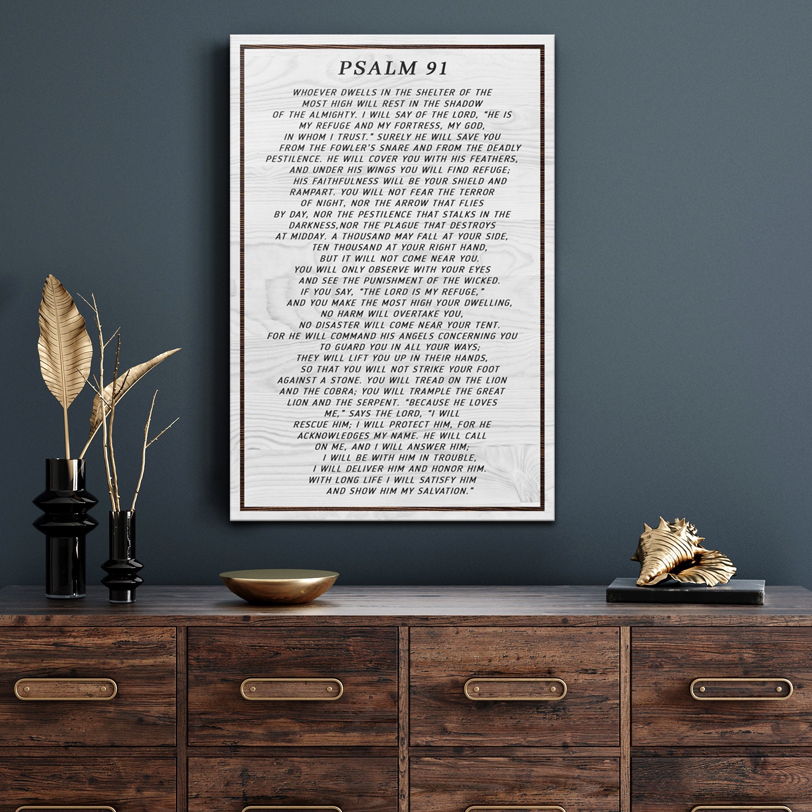 Psalm 91 Wall Art | Bible Verse Art | Religious Sign Scripture Wall Art ...