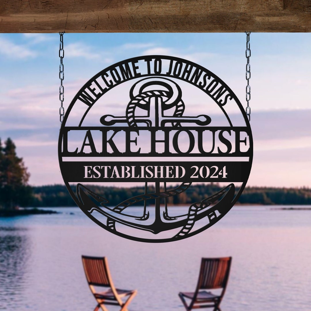 Custom Metal Lake Sign | Family Lake House Sign | Lakehouse Decor ...