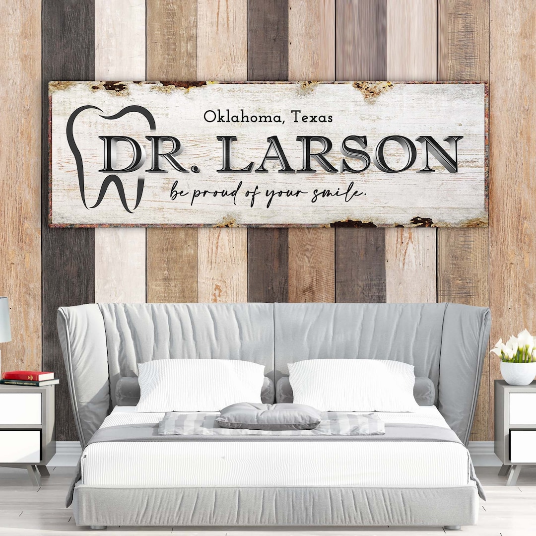 Dental Office Decor | Rustic Wall Art Dentist Name Sign | Dental Office ...