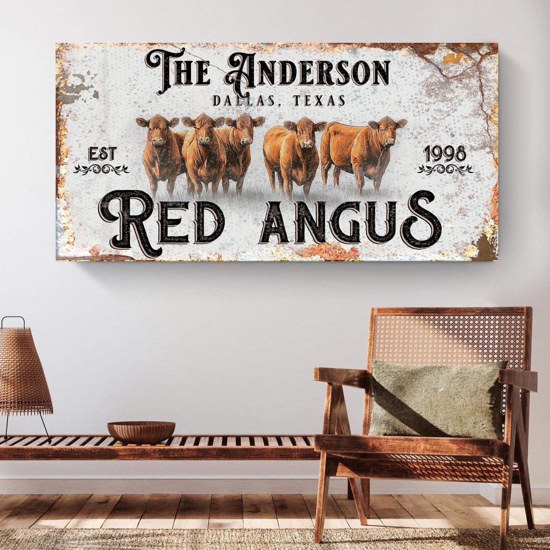 Red Angus Cattle Sign | Cattle Ranch Wall Sign | Cow Sign Farm Sign ...