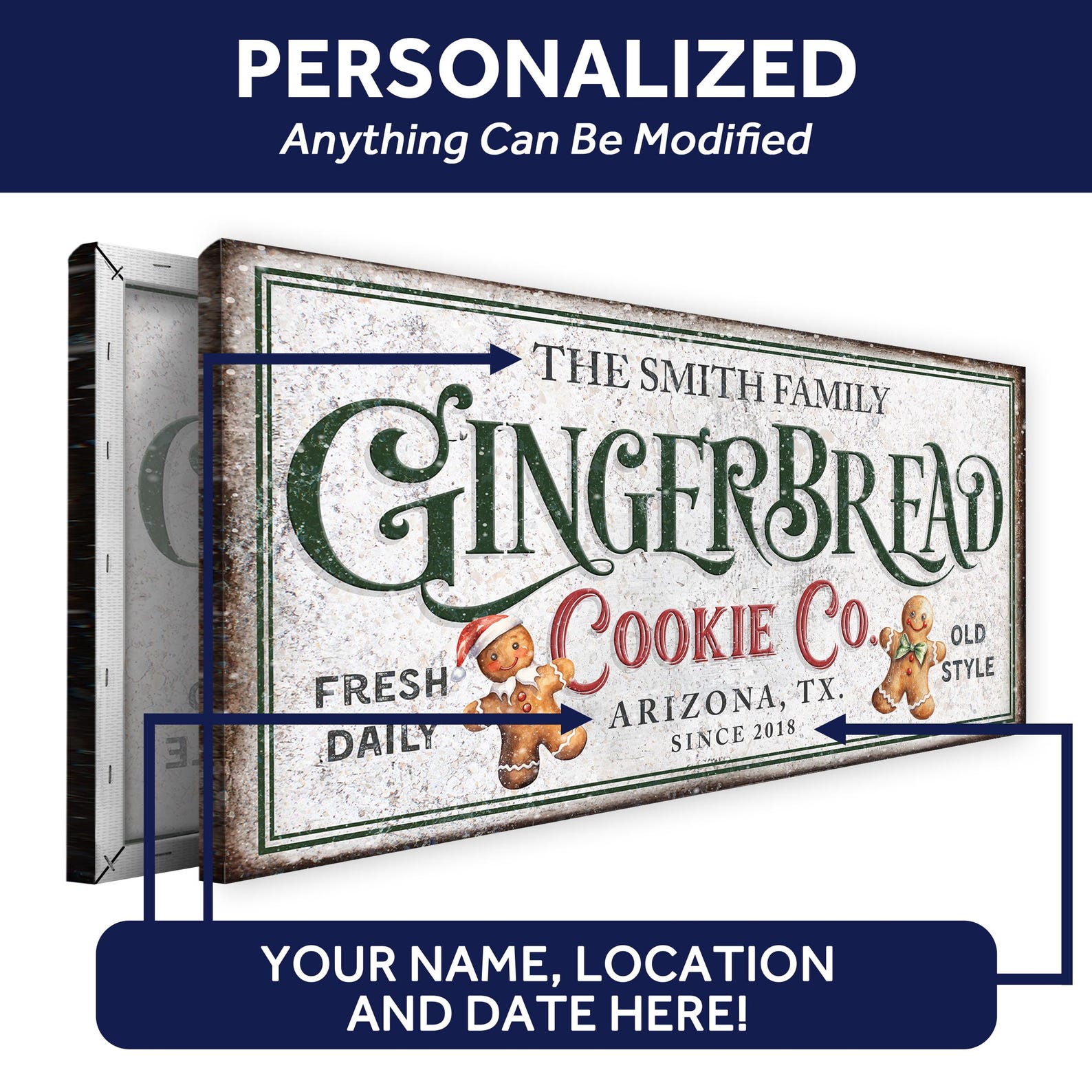 Custom Family Gingerbread Bakery Christmas Sign | Christmas Bakery ...