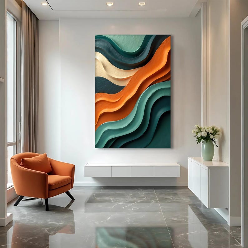 Textured Wave Abstract Wall Art | Minimalist Abstract Wall Decor ...