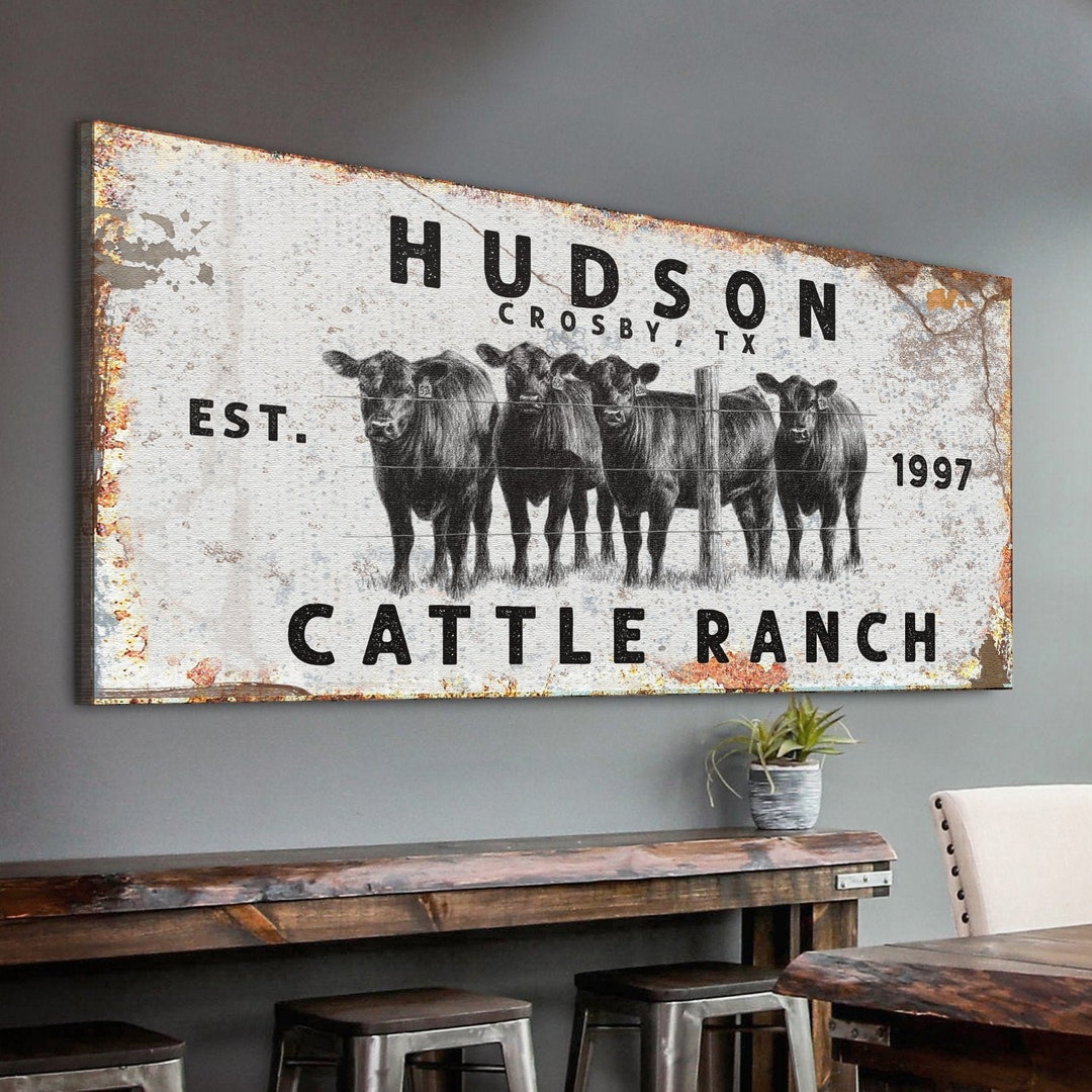 Cattle Company Ranch Farmhouse Cow Decor Sign Family Room Wall Art ...