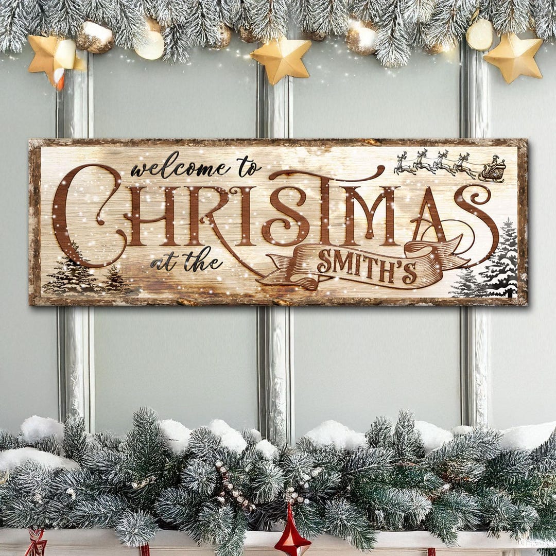 Welcome to Christmas Sign | Personalized Christmas Name Sign Wall Décor ...