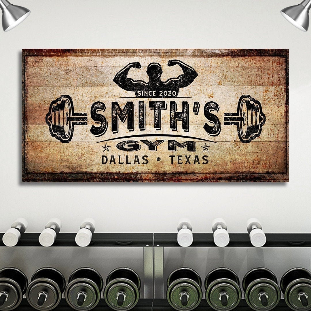 Custom Gym Sign | Home Gym Sign | Name Sign Personalized Canvas ...