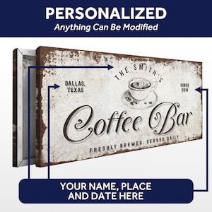 Coffee Bar Sign | Personalized Coffee Signs for Kitchen Wall Decor ...