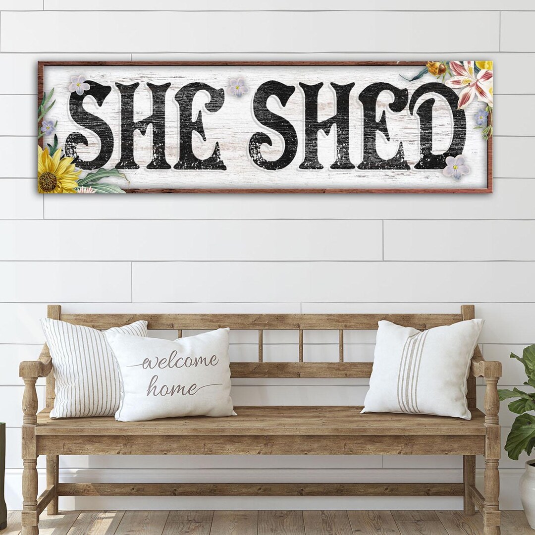 She Shed Sign | Modern Farmhouse Decor | Garden Shed Rustic Wall Art ...