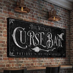 Halloween Decor | Curse Bar Canvas Sign | Spooky Halloween Sign ...