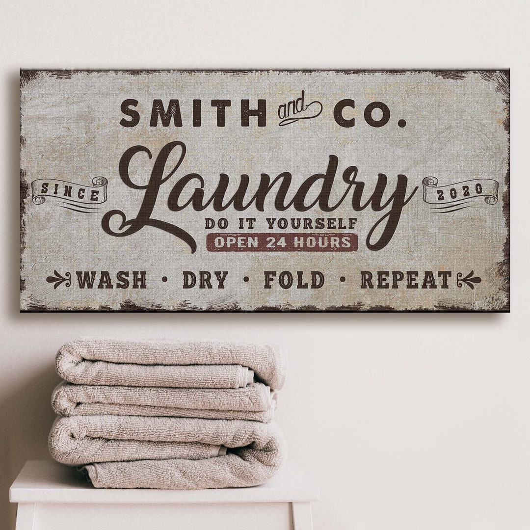 Laundry Signs Custom | Personalized Wash Dry Sign | Wall Art Vintage ...