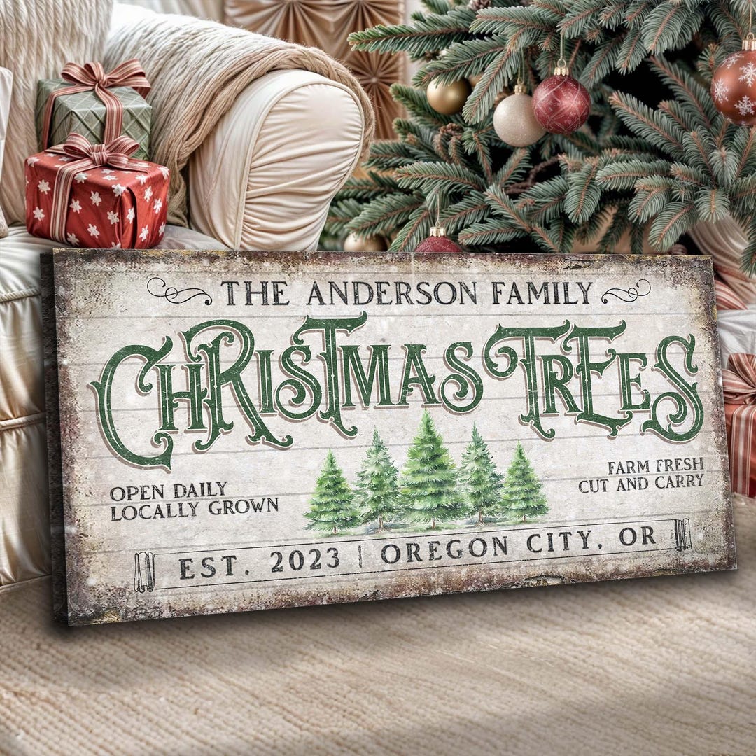 Family Christmas Tree Farm Sign | Personalized Holiday Decor | Rustic ...
