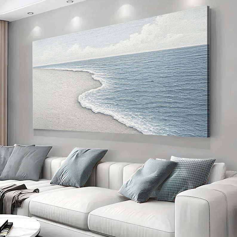 Abstract Beach Shore Wall Art | Ocean Wave Coastal Wall Art | Modern ...