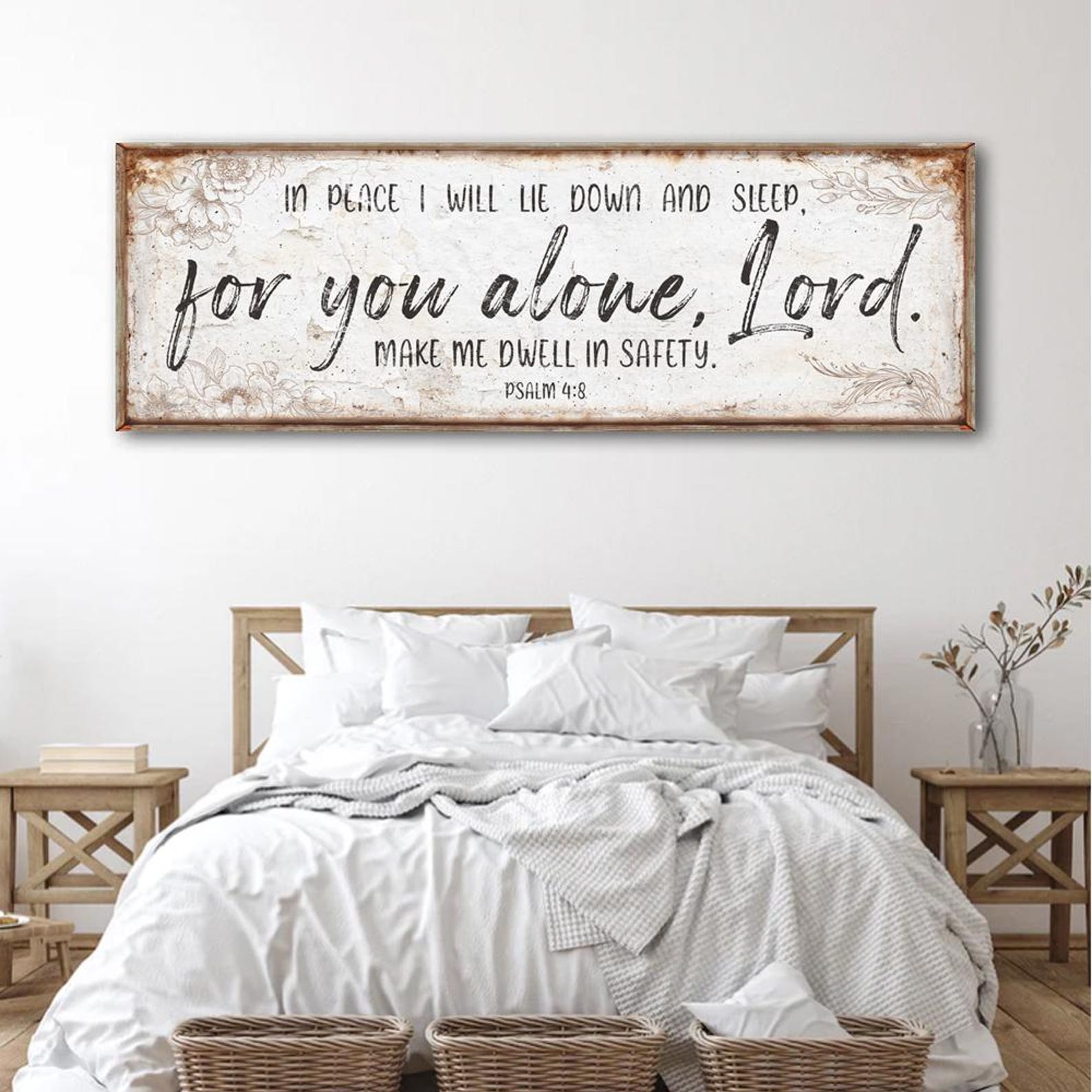 In Peace I Will Lie Down Sign | Sleep for You Alone Lord Faith Sign ...