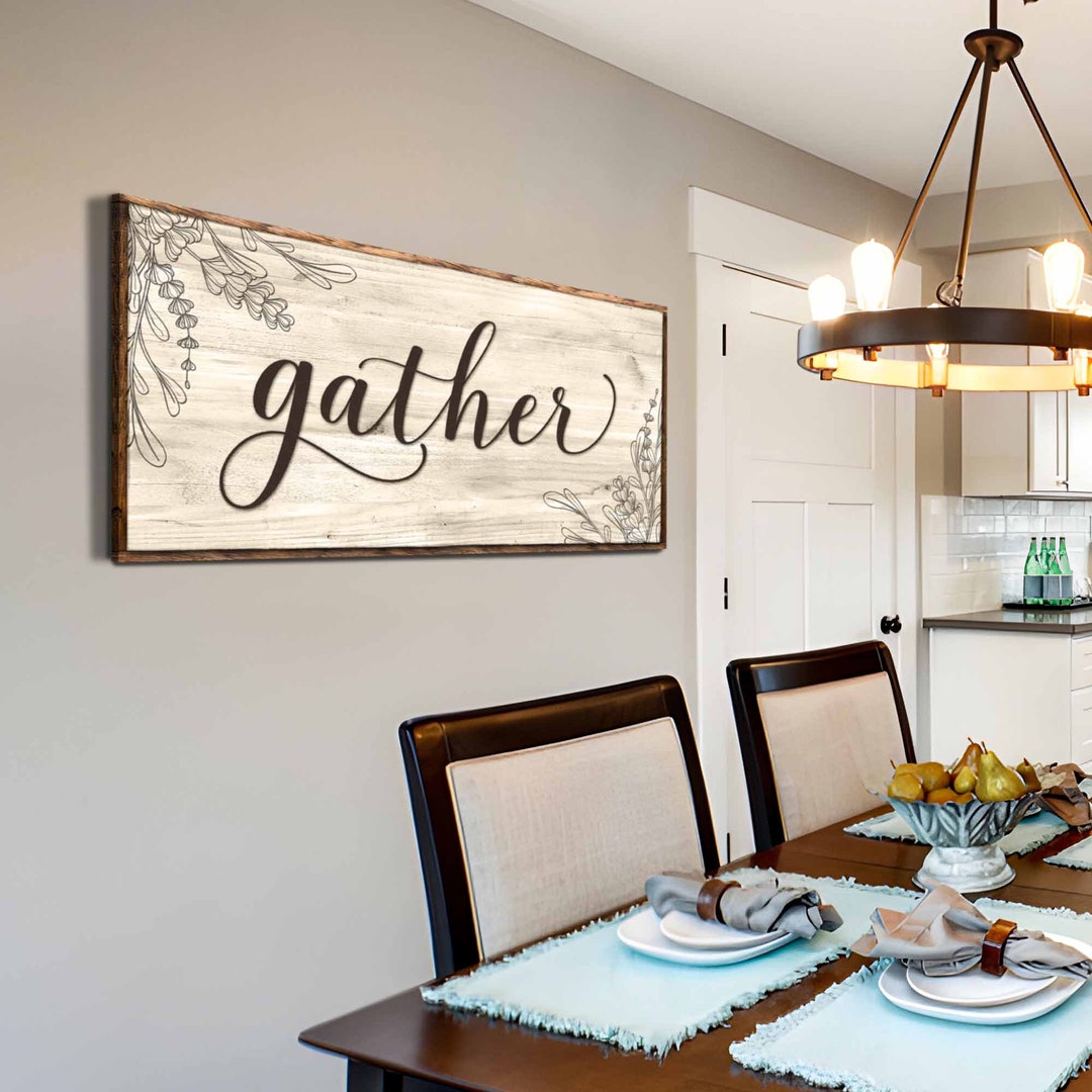 Gather Sign Wall Canvas Art | Thanksgiving Sign Wall Art | Kitchen ...