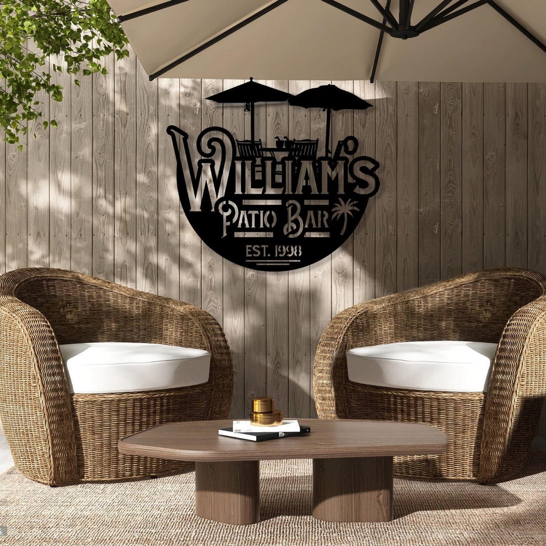 Outdoor Decor for Patio Wall Art | Personalized Backyard Metal Sign ...