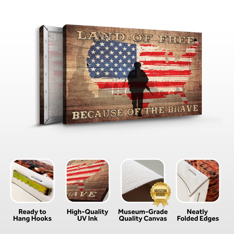 Living Room Decor | the Land of the Free Because of the Brave Sign ...