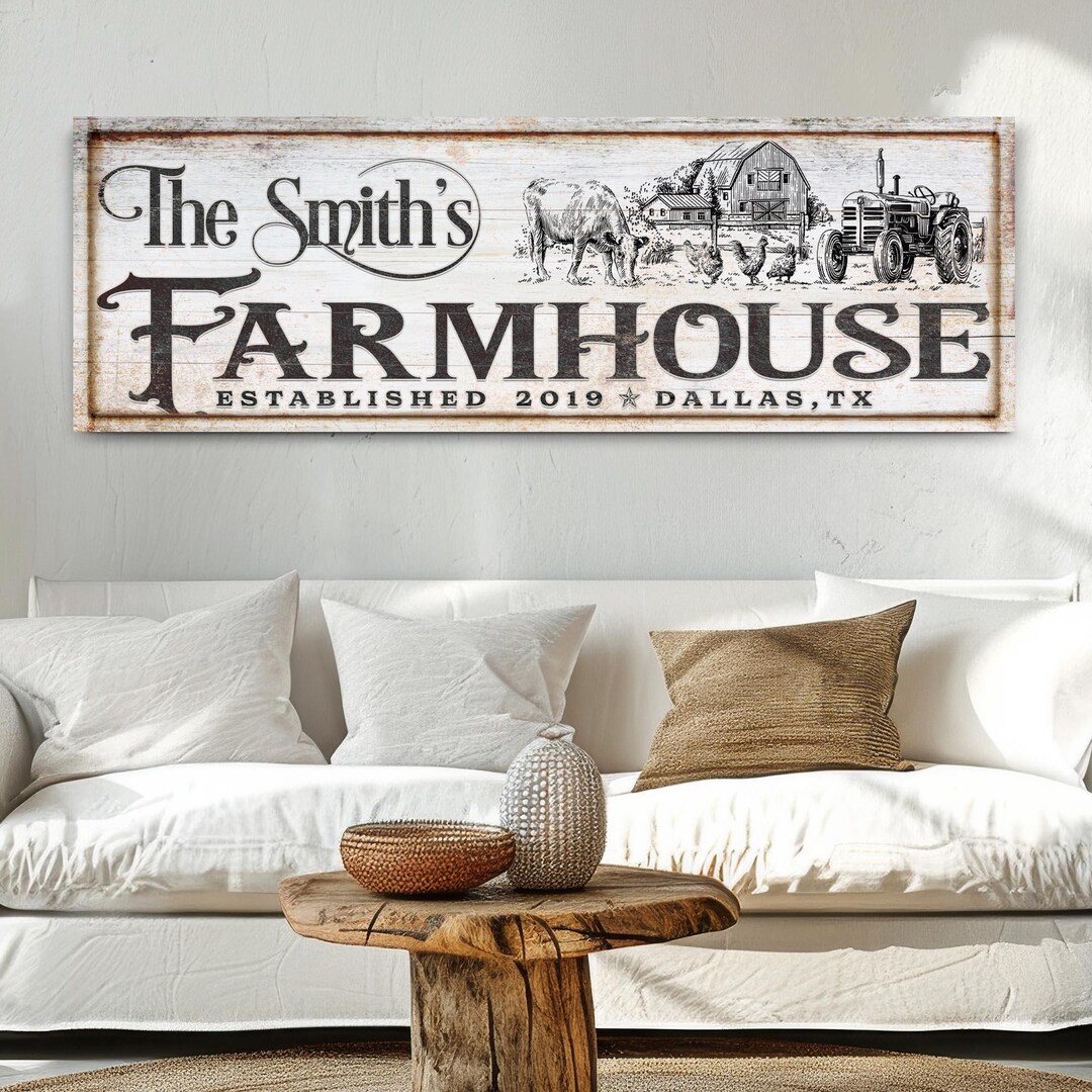 Personalized Farmhouse Sign Decor | Farmhouse Wall Art | Name Canvas ...