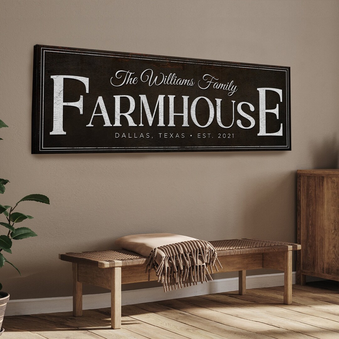 Farmhouse Wall Decor | Custom Farmhouse Sign | Personalized Name Canvas ...
