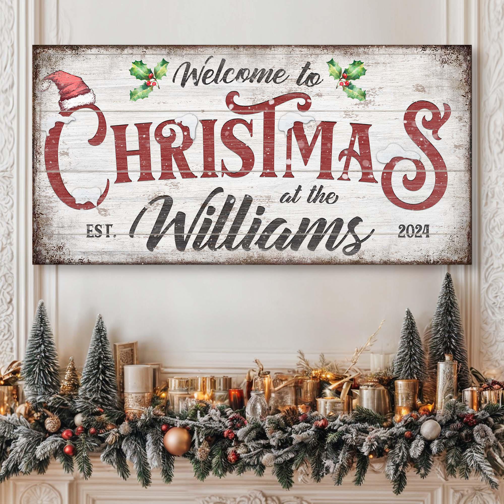 Welcome to Christmas Sign | Vintage Personalized Christmas Sign ...