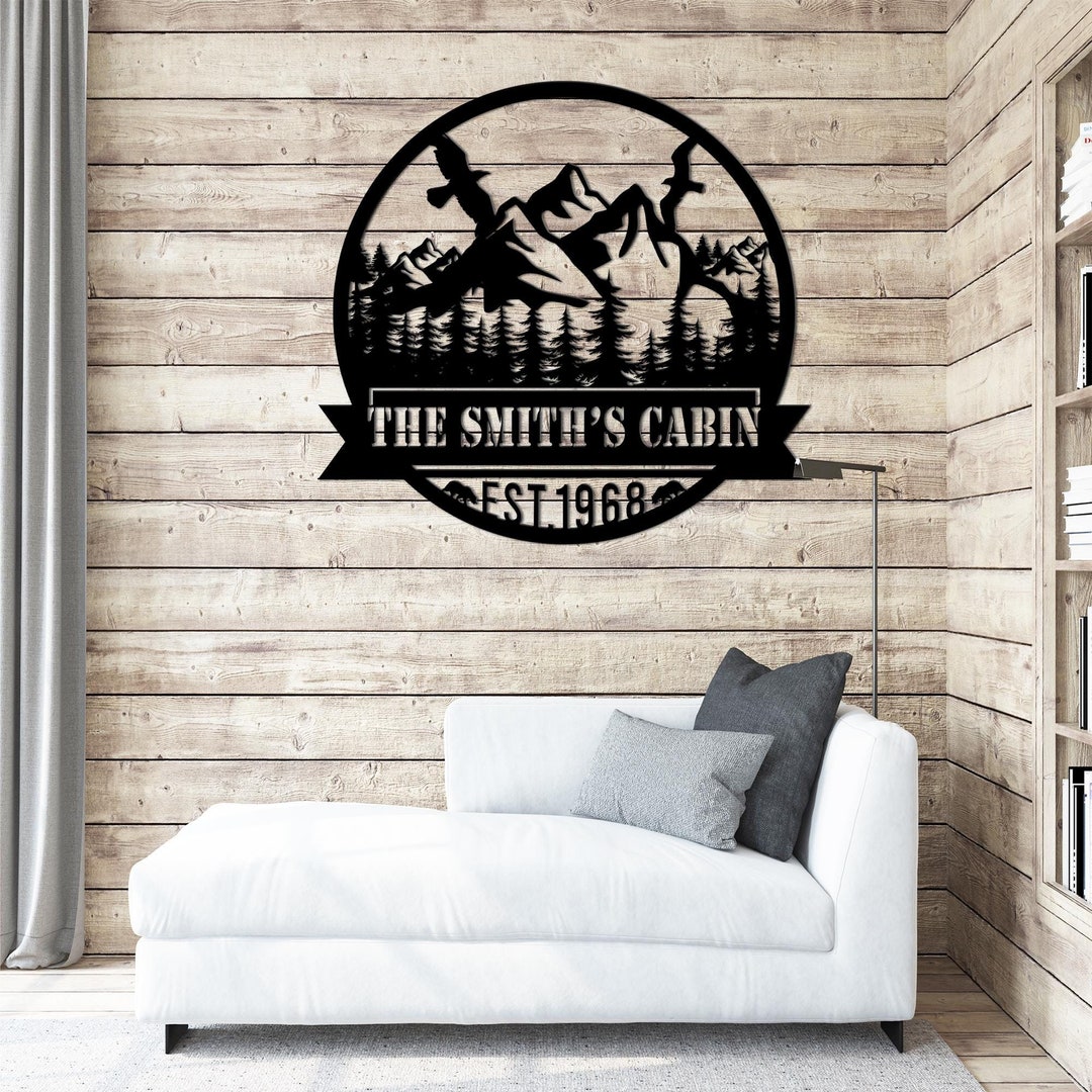 Family Name Metal Cabin Sign | Personalized Cabin Sign | Cabin House ...