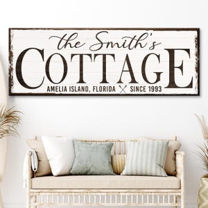 Custom Cottage Sign Decor | Beach House Sign Canvas | Coastal Wall Art ...