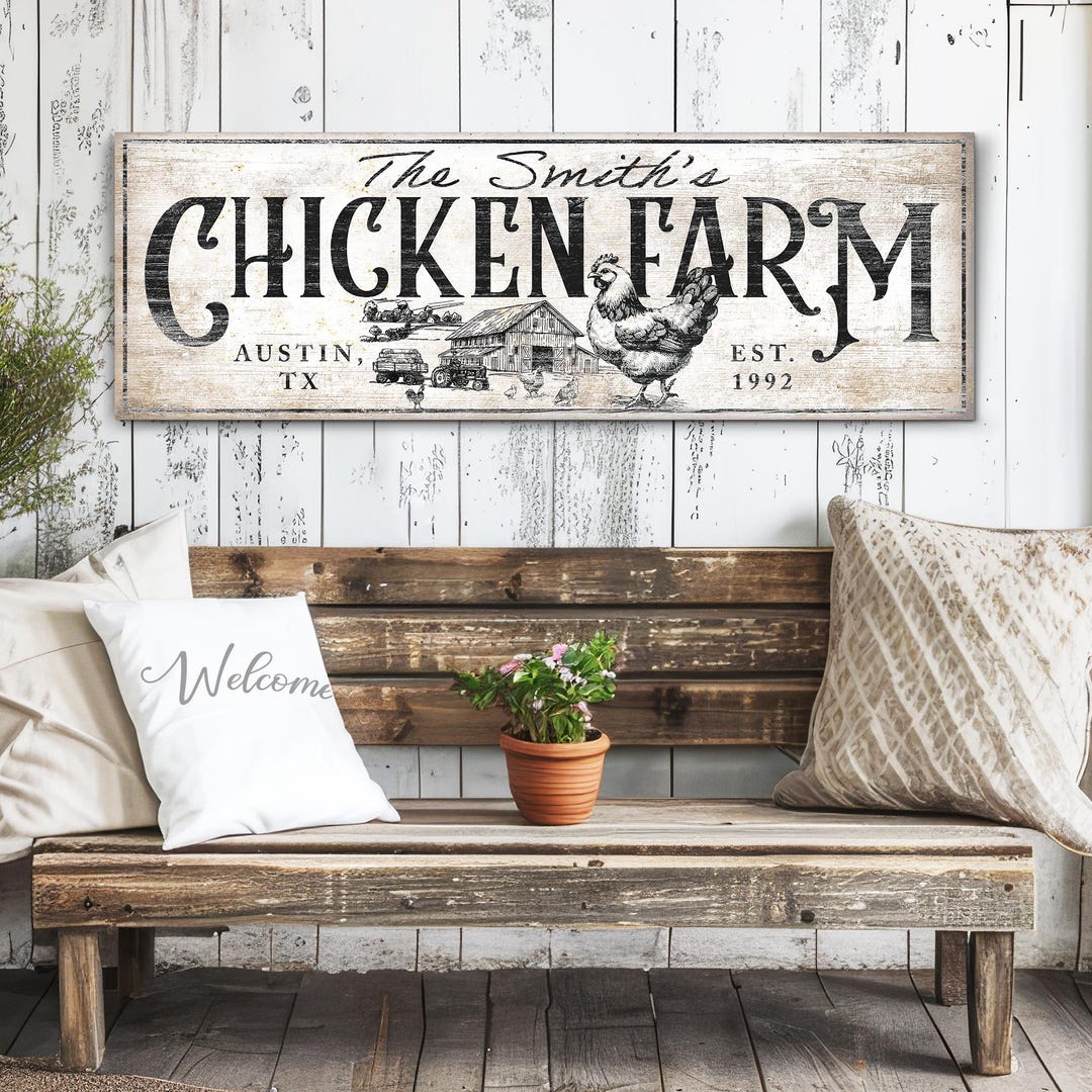 Farmhouse Chicken Farm Sign | Chicken Farm Sign | Family Name ...